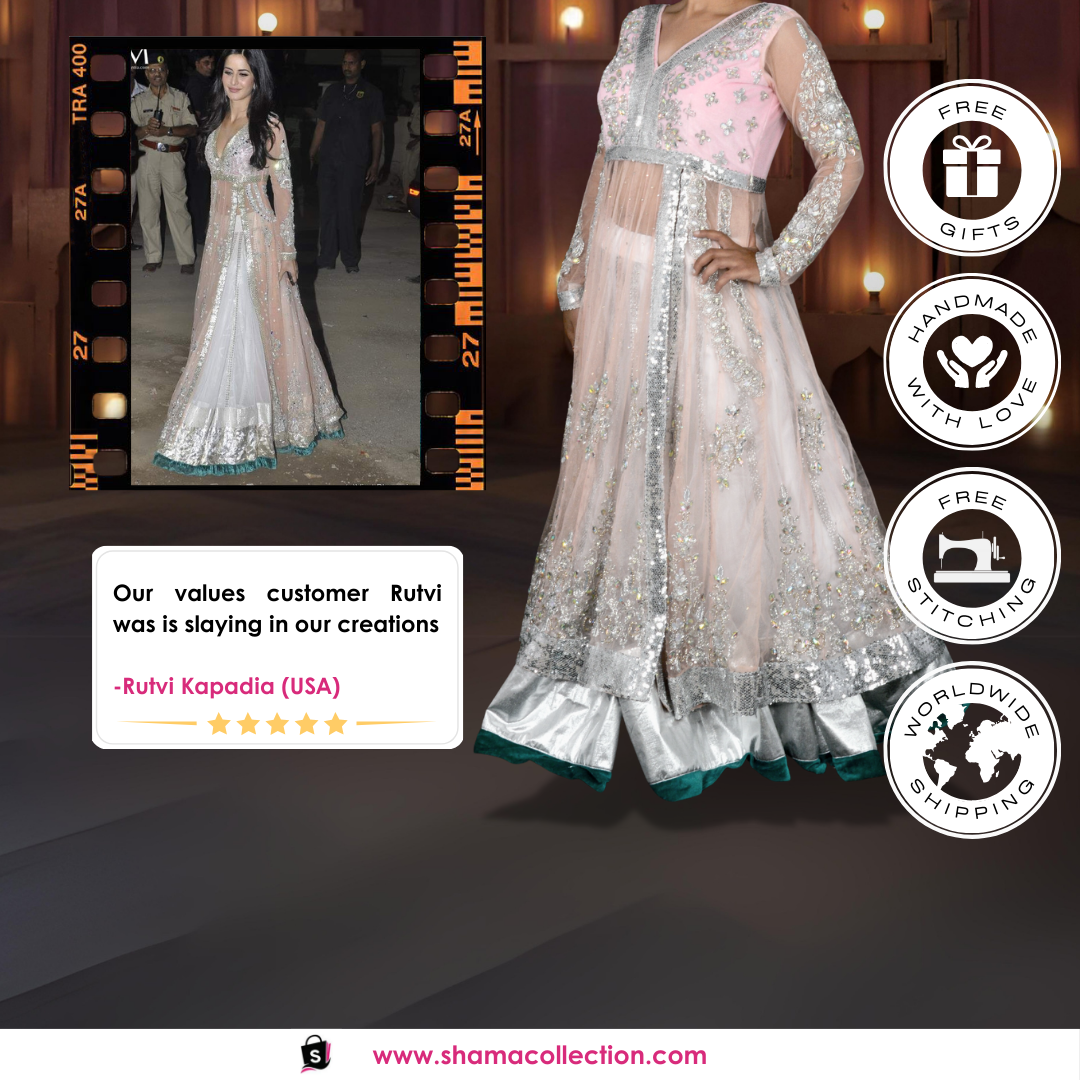1005 Katrina Kaif's peach-white bridal anarkali lehenga Outfit Sets ...