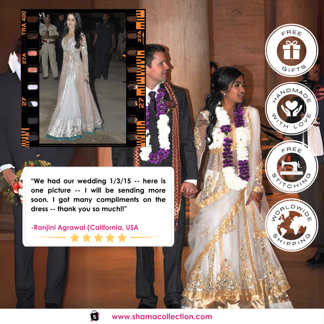 1005 Katrina Kaif's peach-white bridal anarkali lehenga Outfit Sets ...